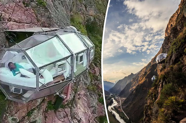 Jaw-dropping glass pod Airbnb hangs off a CLIFF – you’ll have to be ...